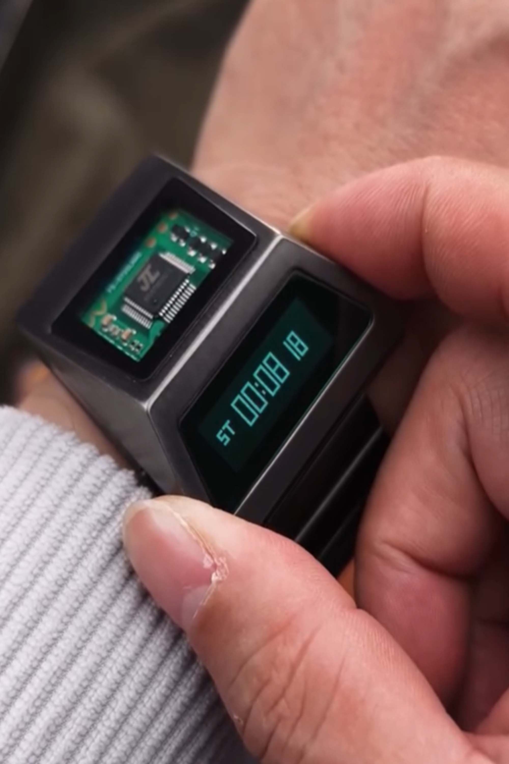 Cyber Watch | Grey Metallic Green Dial Digital Watch – Zivanche