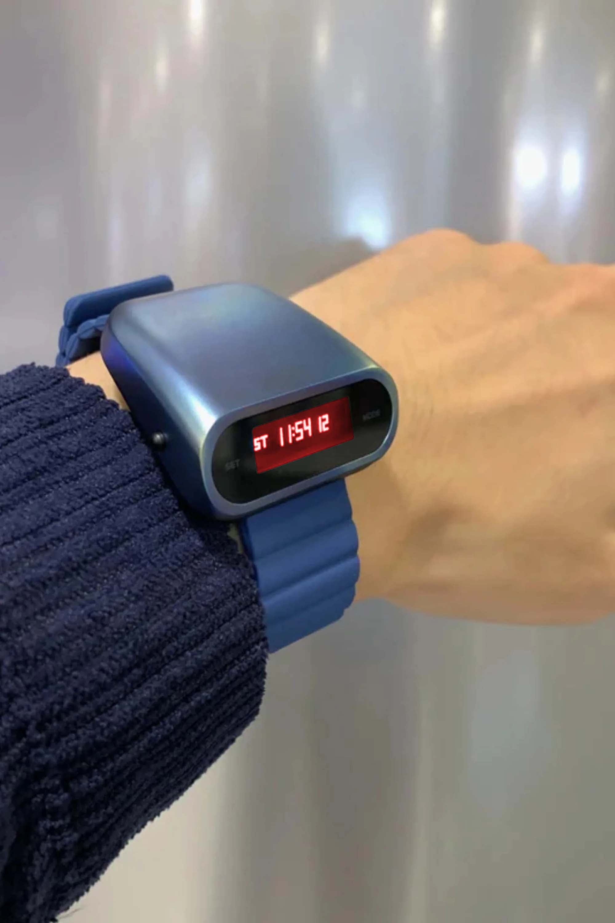 Titanium Blue | Metallic Blue Digital Watch – Zivanche